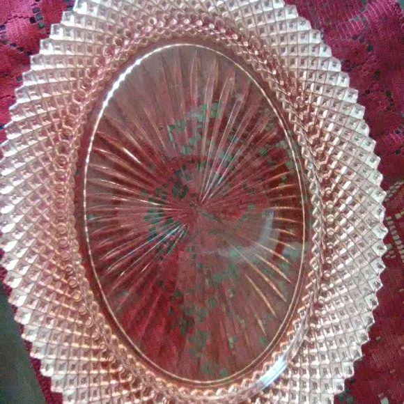 Other | Vintage Pink Ribbed Glass Platter | Poshmark
